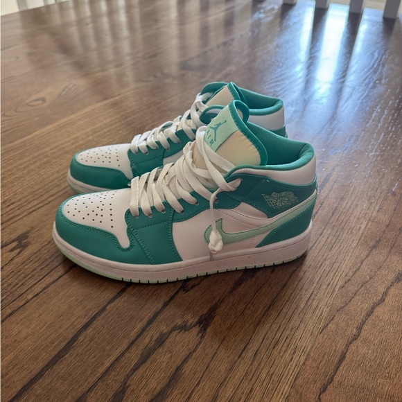Nike | Shoes | Nike Air Jordan Mid Turquoise And White Shoes | Poshmark